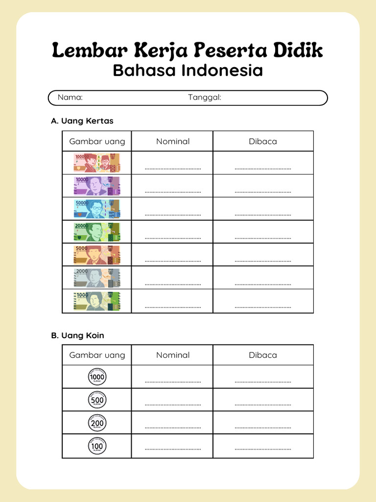 Nilai Uang Kertas dan Koin | PDF