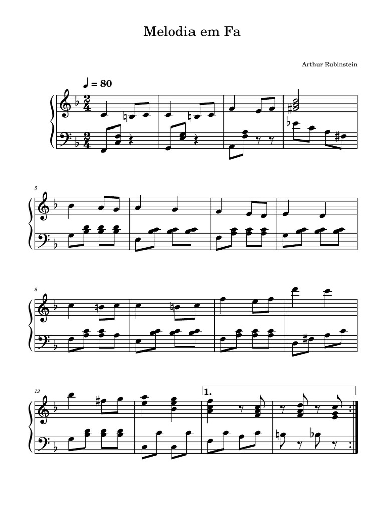 Melodia em Fa - Rubinstein Partitura | PDF