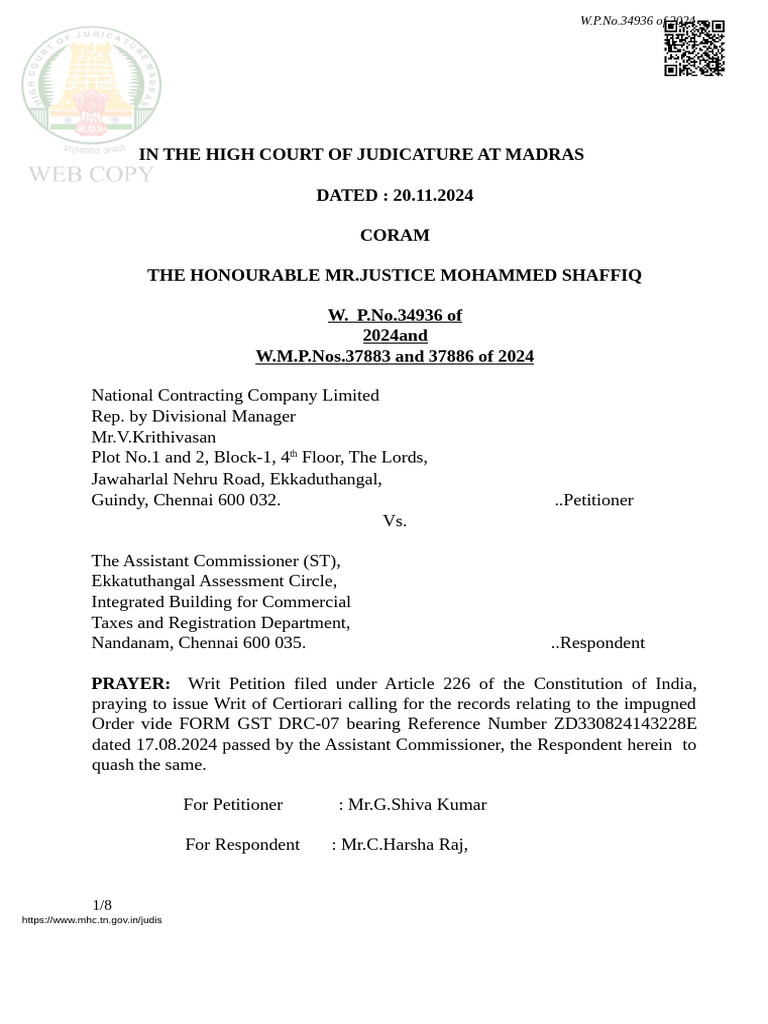 Turnover Discrepancy GSTR 7 and GSTR 9 1736739185 | PDF | Certiorari | Writ