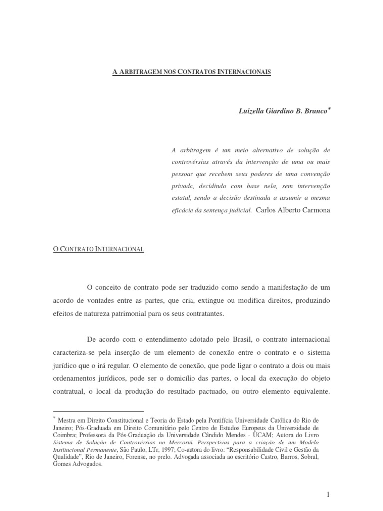 A Arbitragem Nos Contratos Internacionais | PDF | Arbitragem | Cláusula ... A Arbitragem Nos Contratos Internacionais | PDF | Arbitragem | Cláusula ...