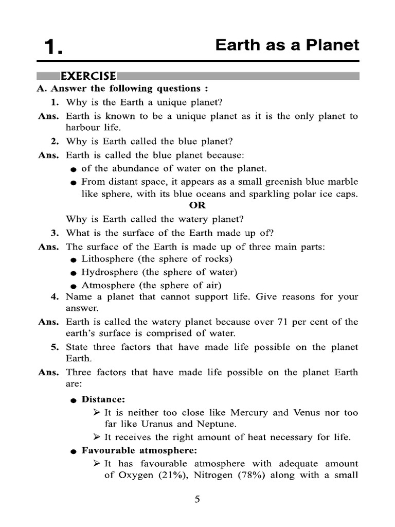 TRB Geography Class 9 - Chapter 1 - Earth As A Planet | PDF