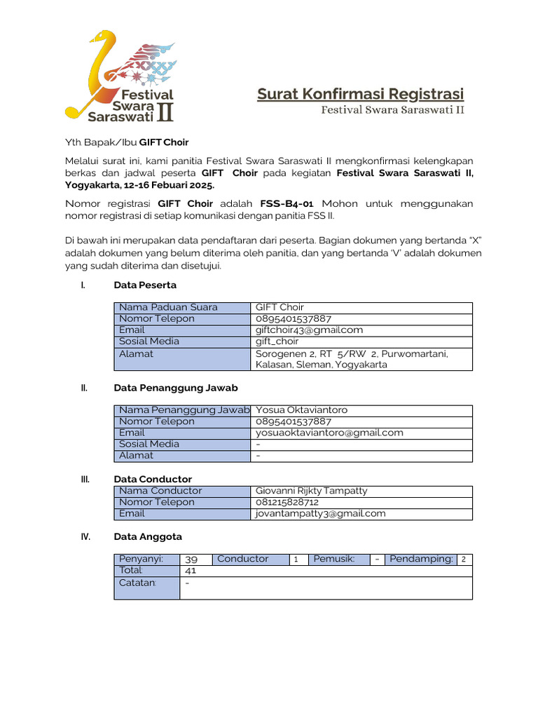 Surat Konfirmasi Final Fss Ii - fss-b4-01 | PDF