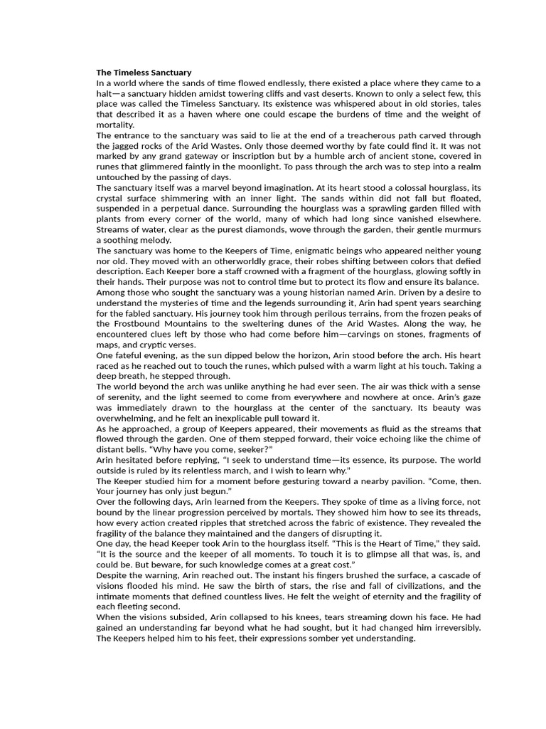 The Timeless Sanctuary | PDF