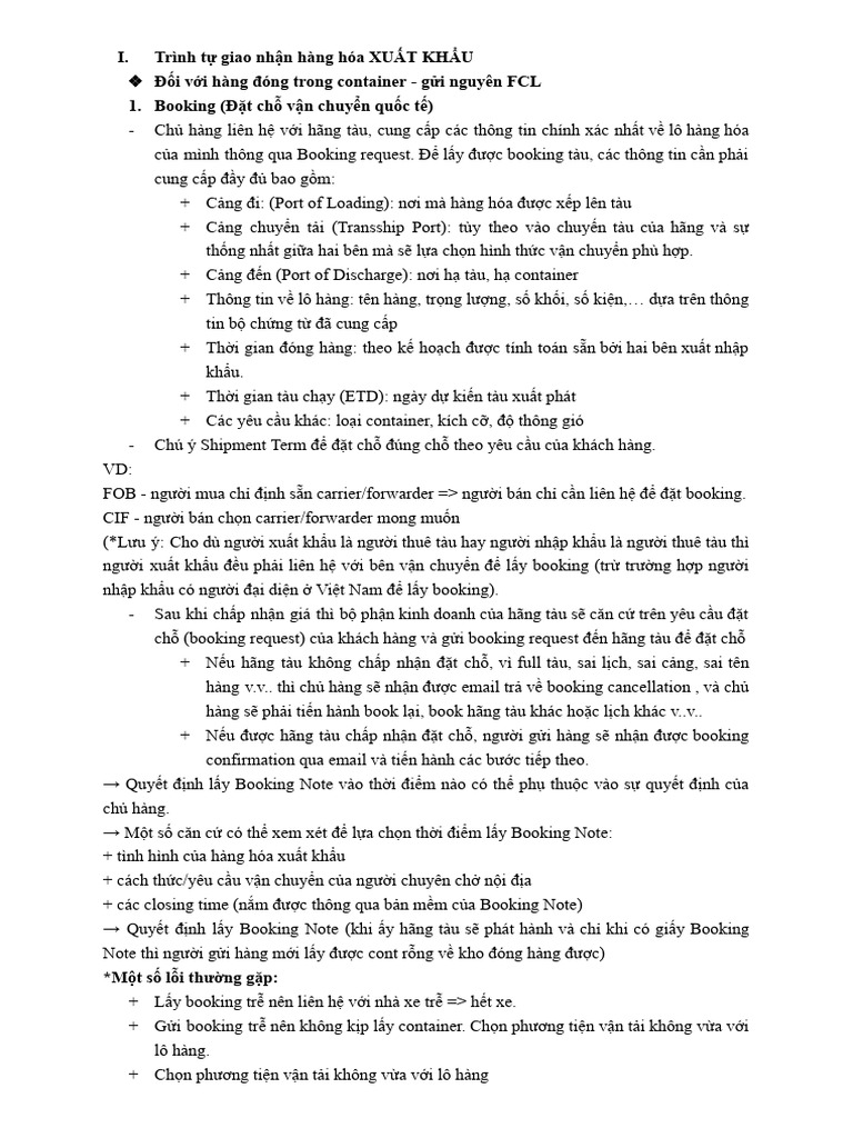 Trình tự giao nhân hàng hóa XNK | PDF