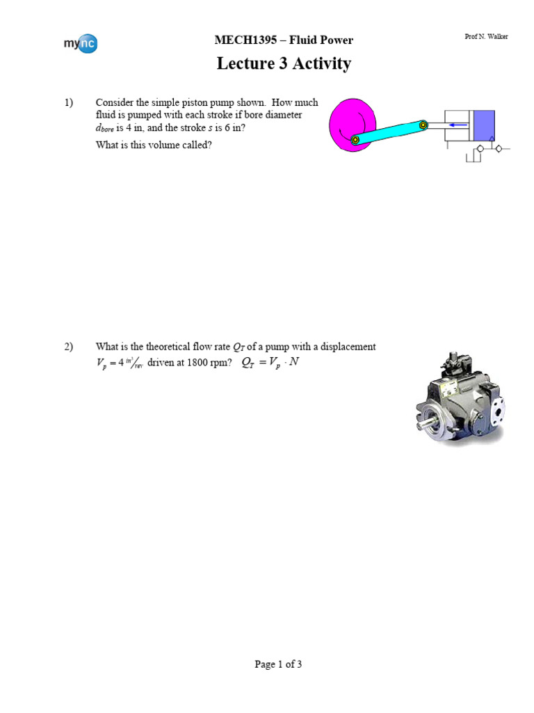 Fluid Power Pump Calculations Guide | PDF