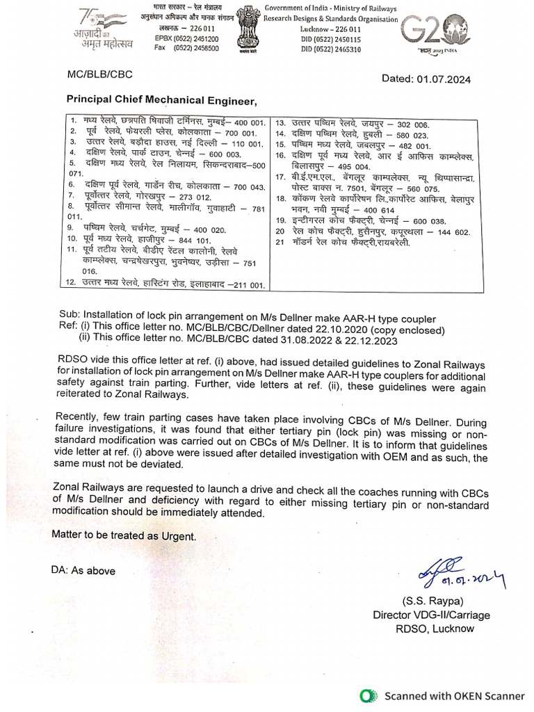 01.07.2024 To ZRS Reg. Dellner Make CBCs | PDF