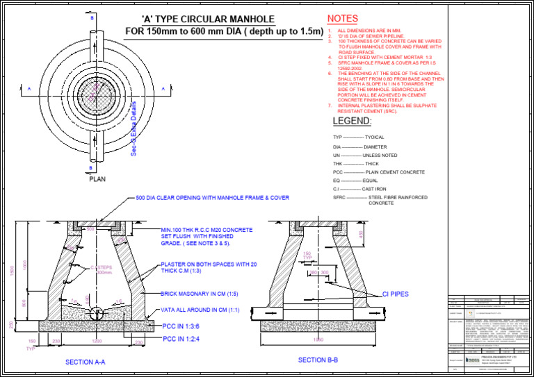 07-type-A manhole-Layout1 | PDF | Sanitary Sewer | Concrete