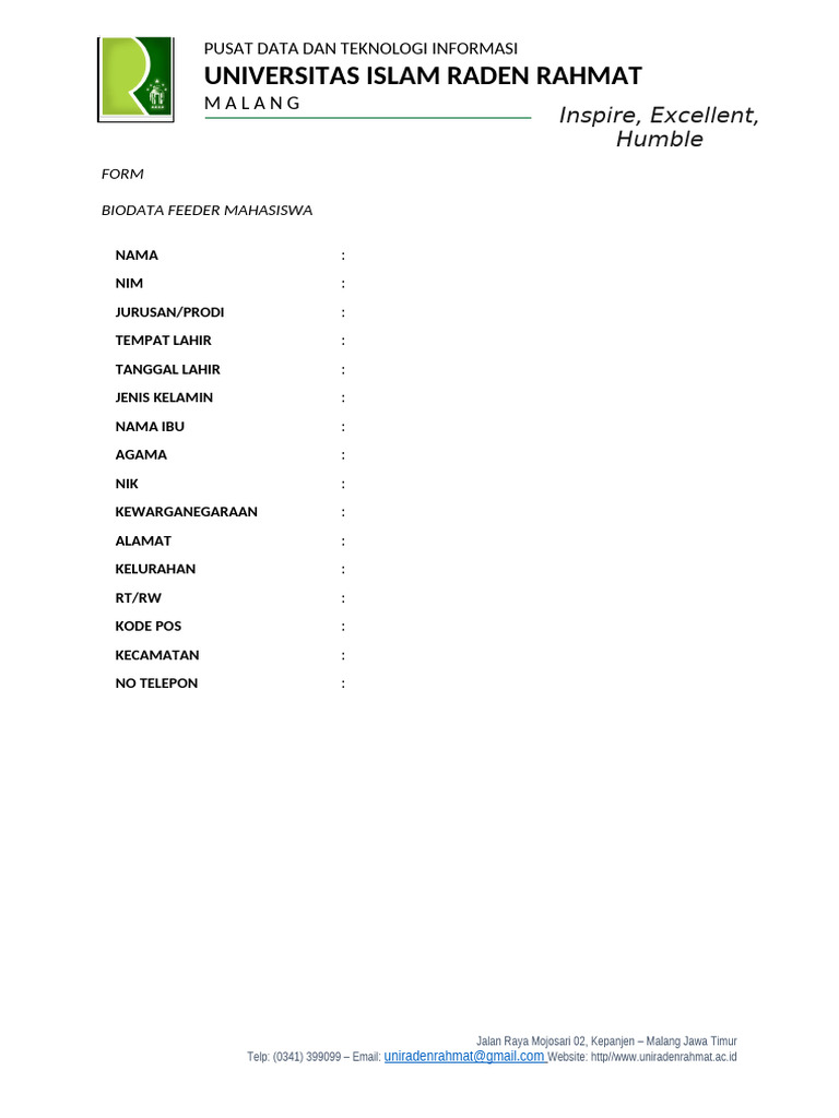 Form Isi Feeder | PDF