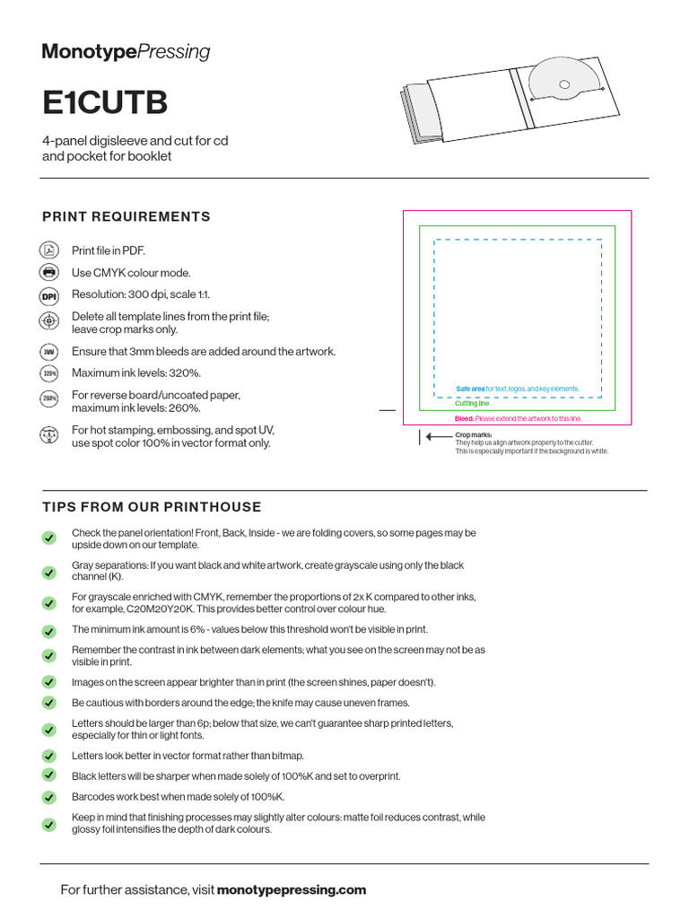 Monotypepressing E1cutb 4 Panel Digisleeve and Cut For CD and Pocket ...