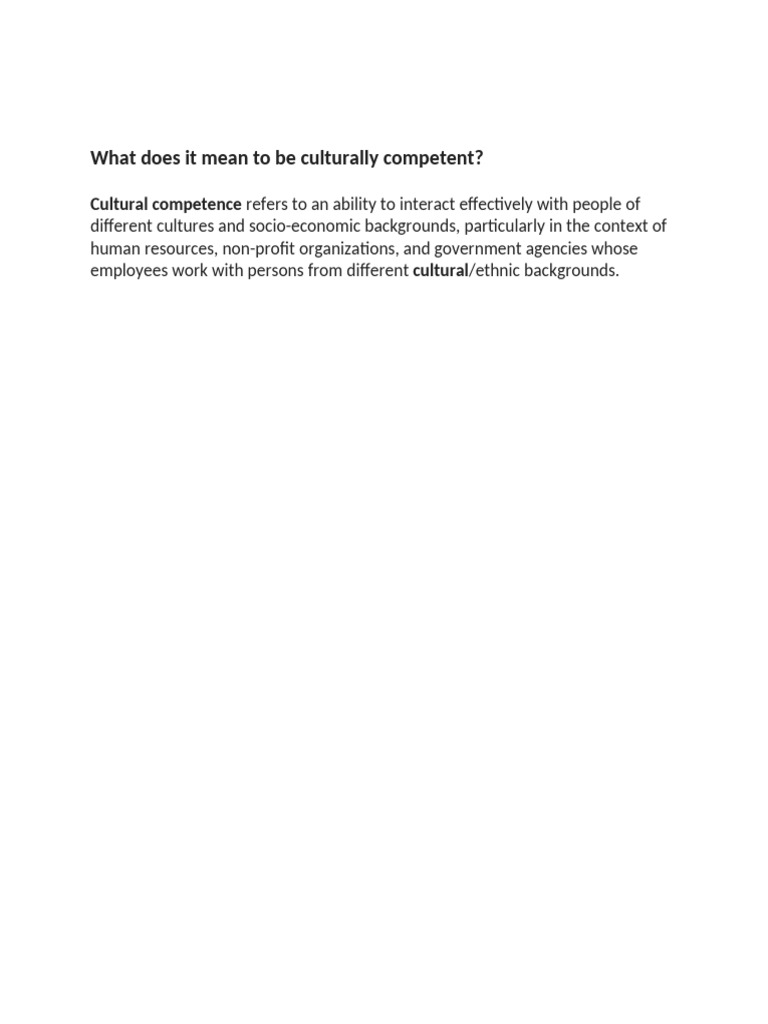 0B - What Does It Mean To Be Culturally Competent | PDF