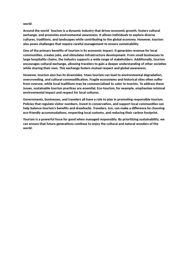 Sustainable Tourism: Balancing Benefits and Challenges | PDF