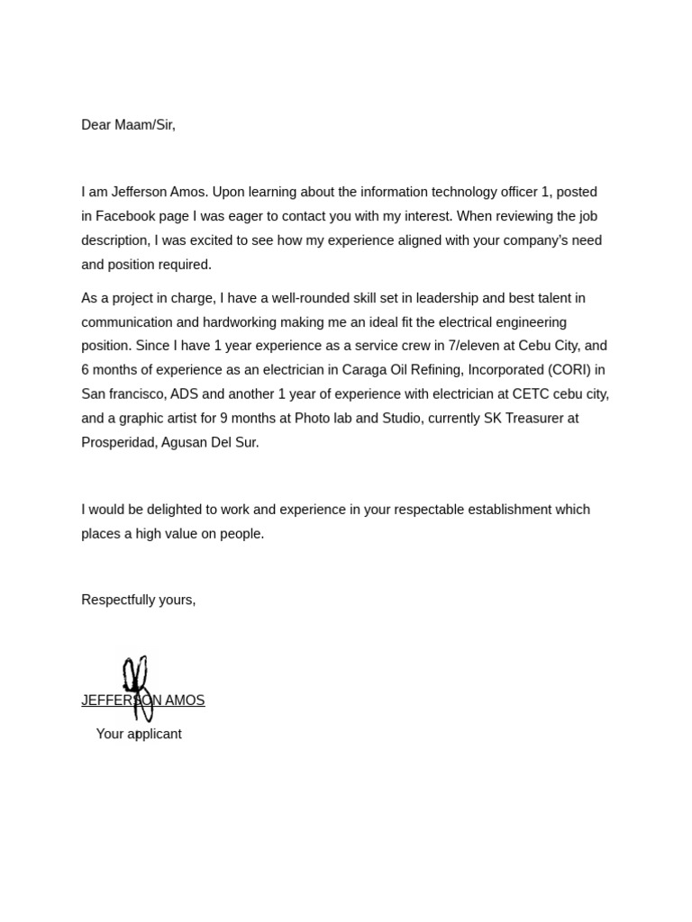 Job Application for IT Officer Position | PDF