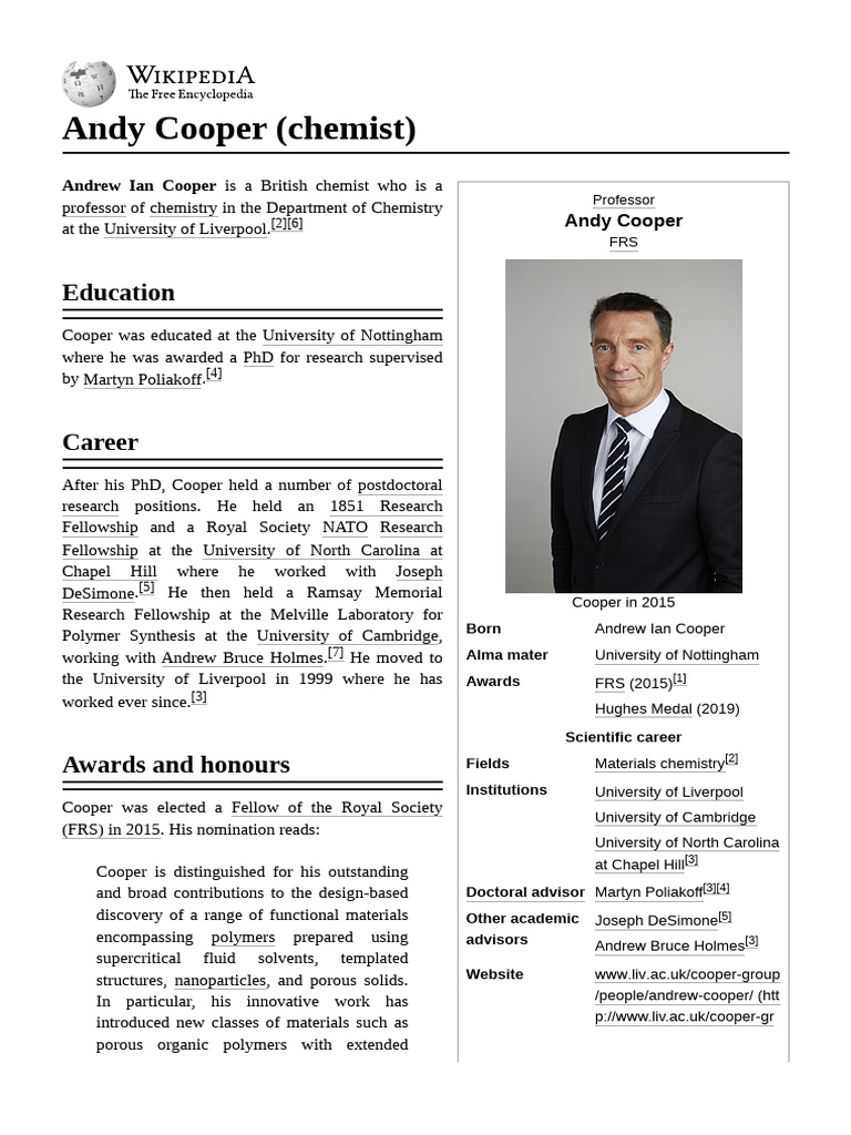 Andy_Cooper_(chemist) | PDF | Chemistry | Physical Sciences