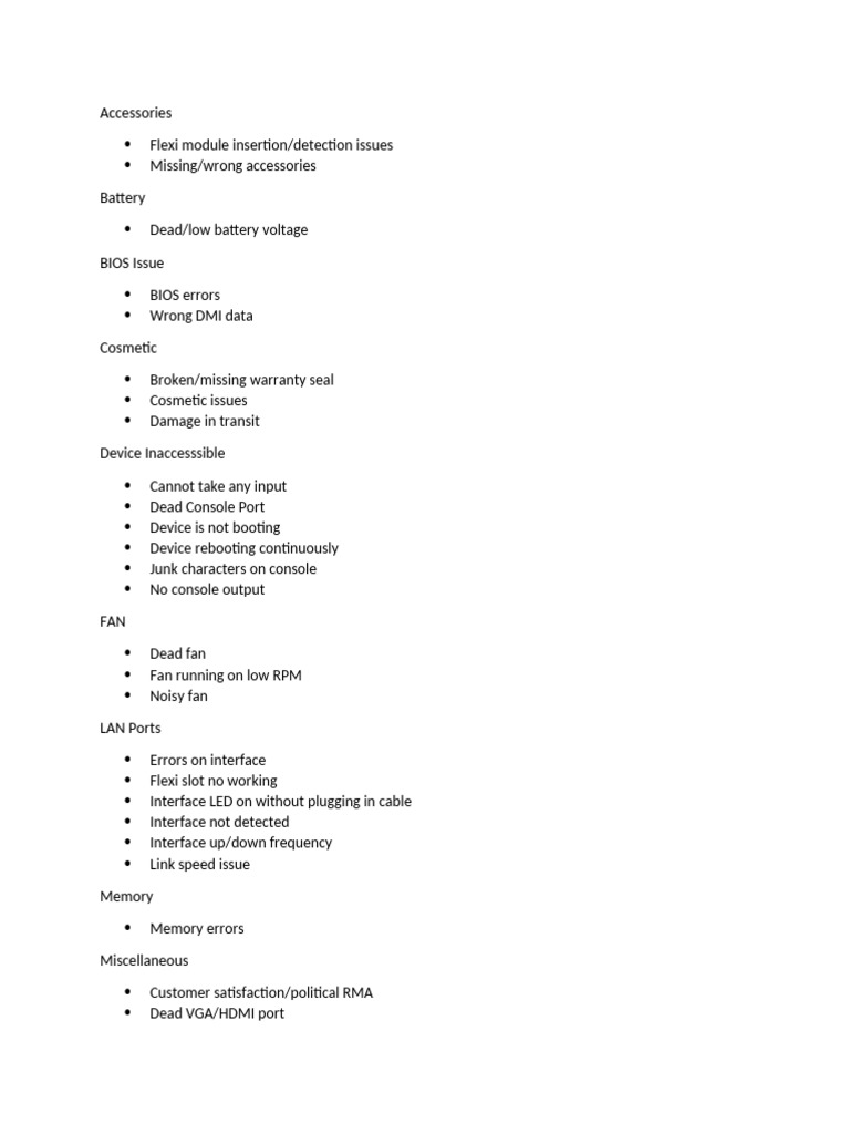 RMA Fault Codes Jan.2024 | PDF