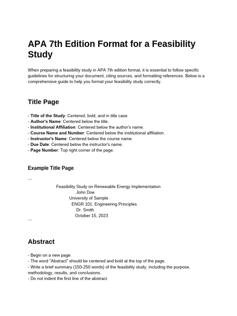 APA 7th Edition Format For A Feasibility Study | PDF | Apa Style ...