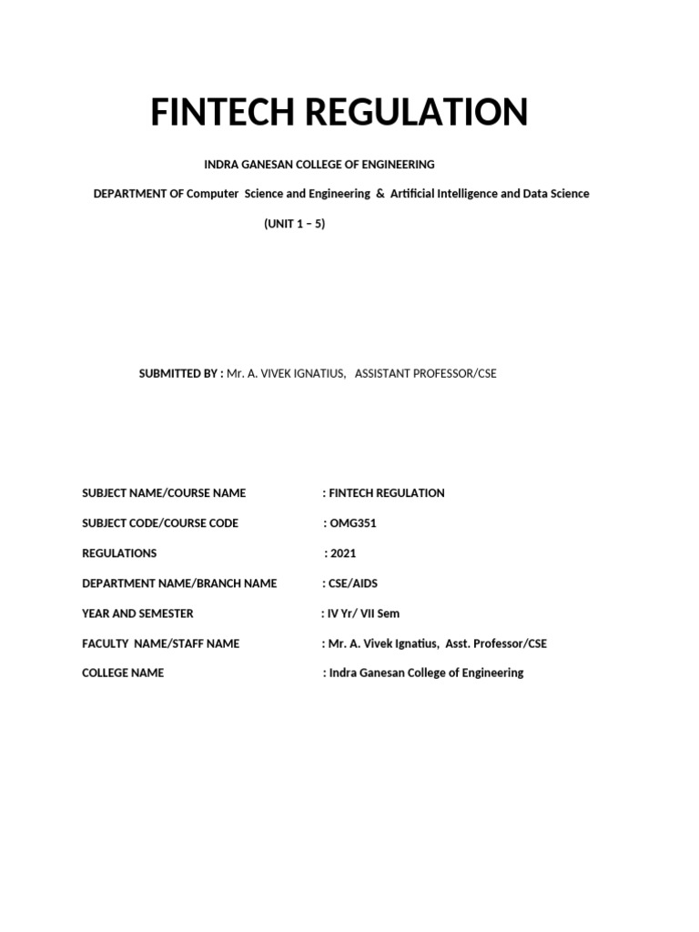 FinTech Regulations (5) | PDF | Regulatory Compliance | Security