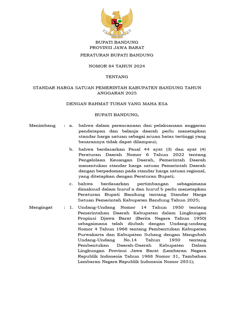 Perbup SHS 2025 (Nomor 84 Tahun 2024 Tanggal 13 Mei 2024 Tahun Anggaran ...