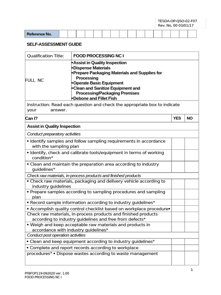 SAG - Food Processing NC I (FULL) | PDF | Packaging And Labeling