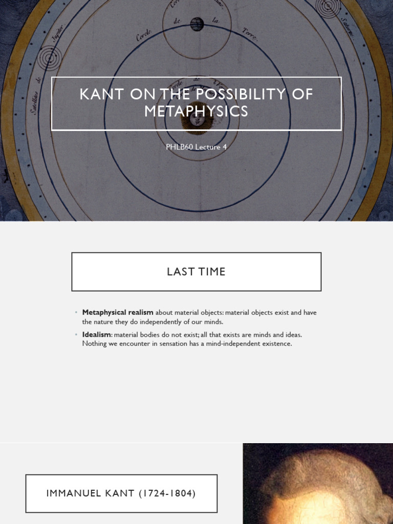 PHLB60 Lecture 4 (Kant on the Possibility of Metaphysics) | PDF | A ...