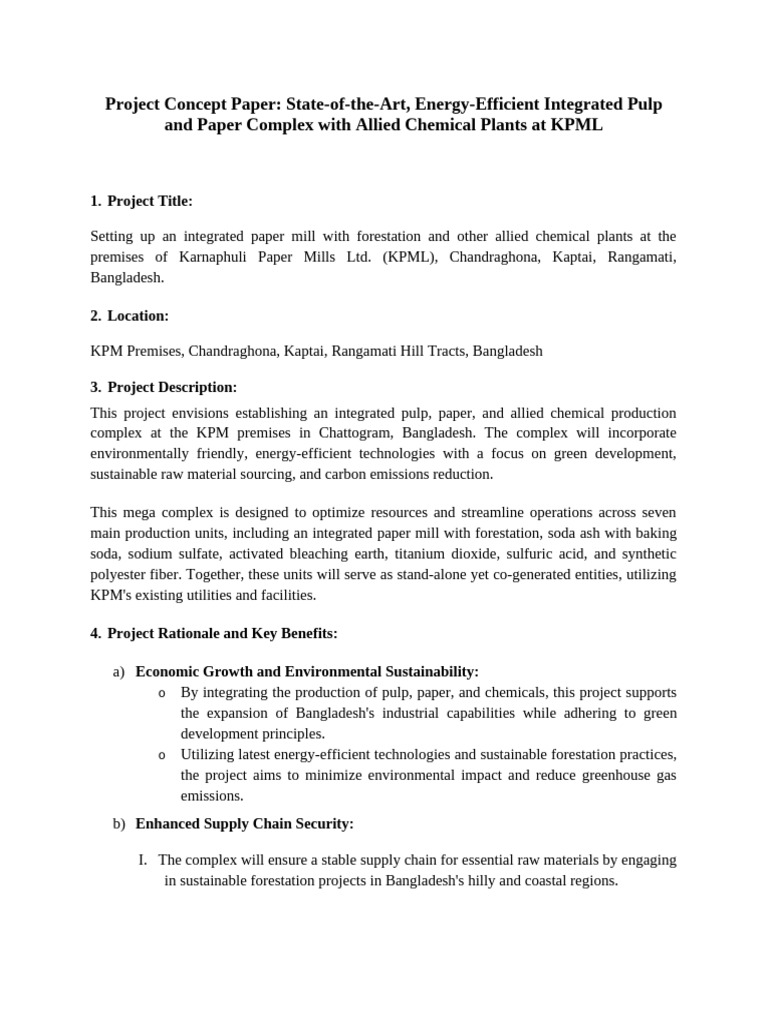 02 Project Concept Paper of KPM | PDF | Pulp (Paper) | Sodium Carbonate