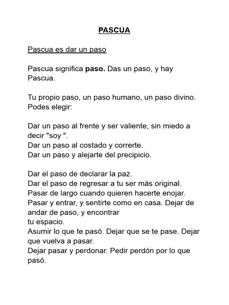 Reflexiones sobre el Paso en Pascua | PDF