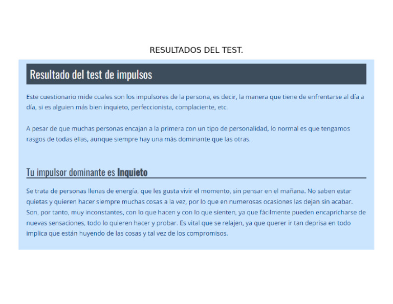 Análisis de Resultados del Test | PDF