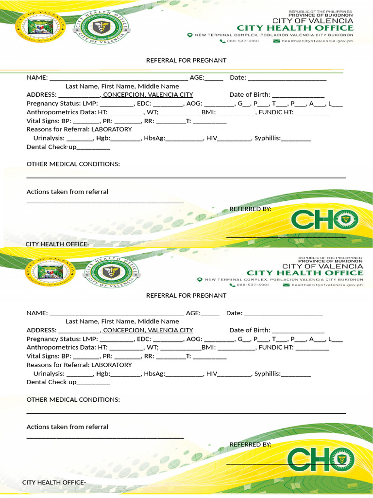 Pregnancy Referral Form Guide | PDF