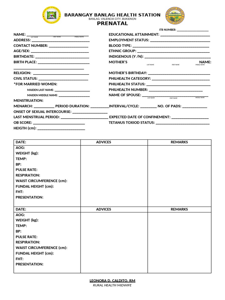 ITR-PRENATAL | PDF | Menstruation | Mammalian Sexuality