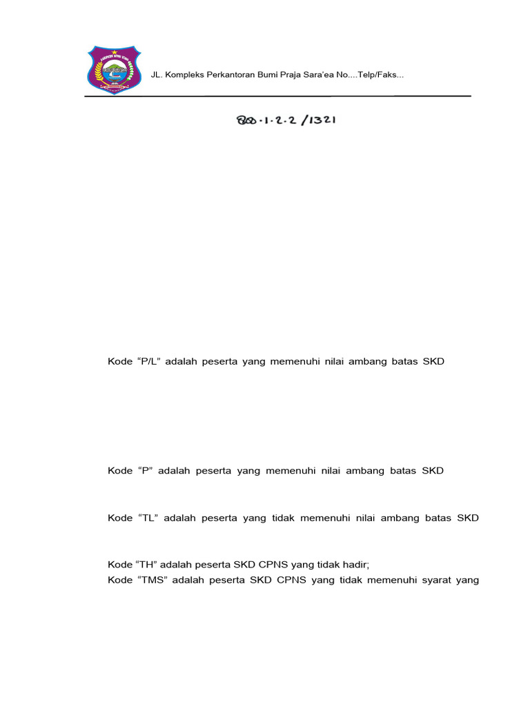 Pengumuman Lengkap SKD | PDF