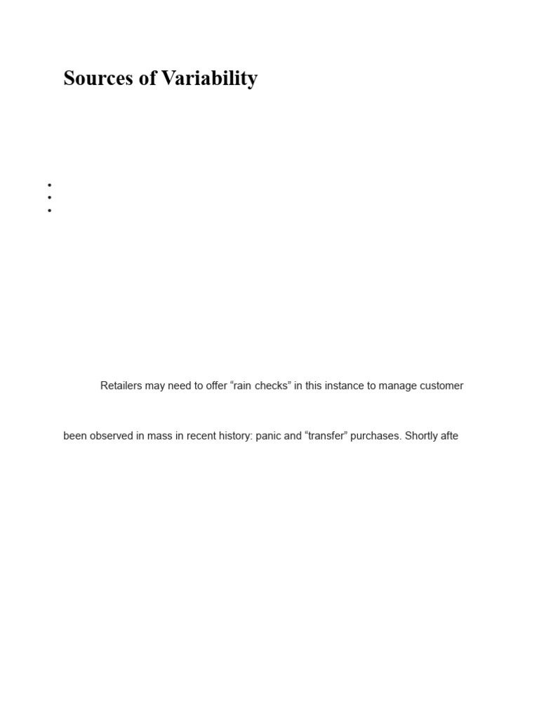Inventory Management - Sources of Variability | PDF | Retail | Demand
