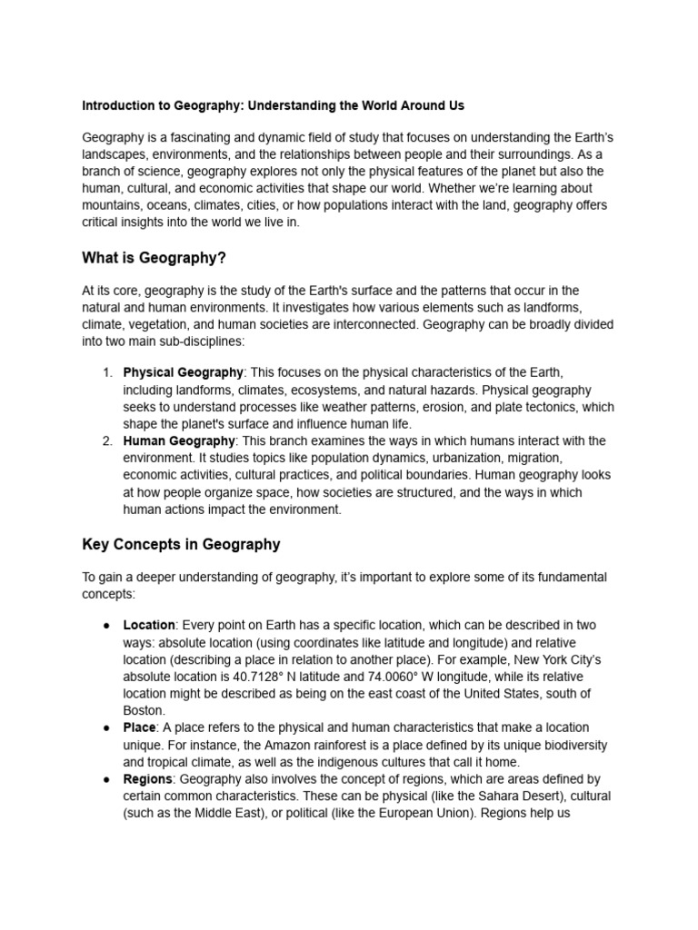Introduction To Geography: Understanding The World Around Us | PDF ...
