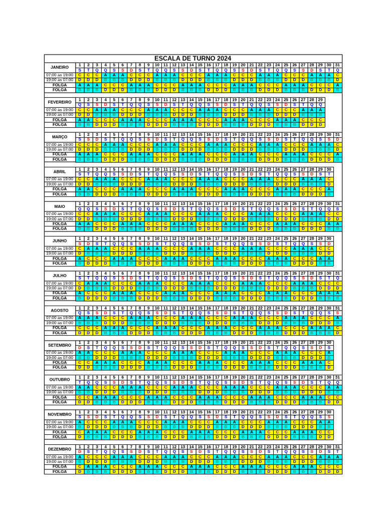 Escala de Turno 2025 Detalhada | PDF