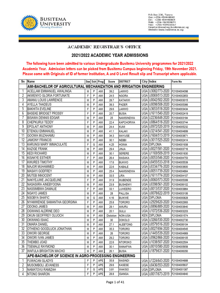 2021-22 Admissions List GDyv70J | PDF