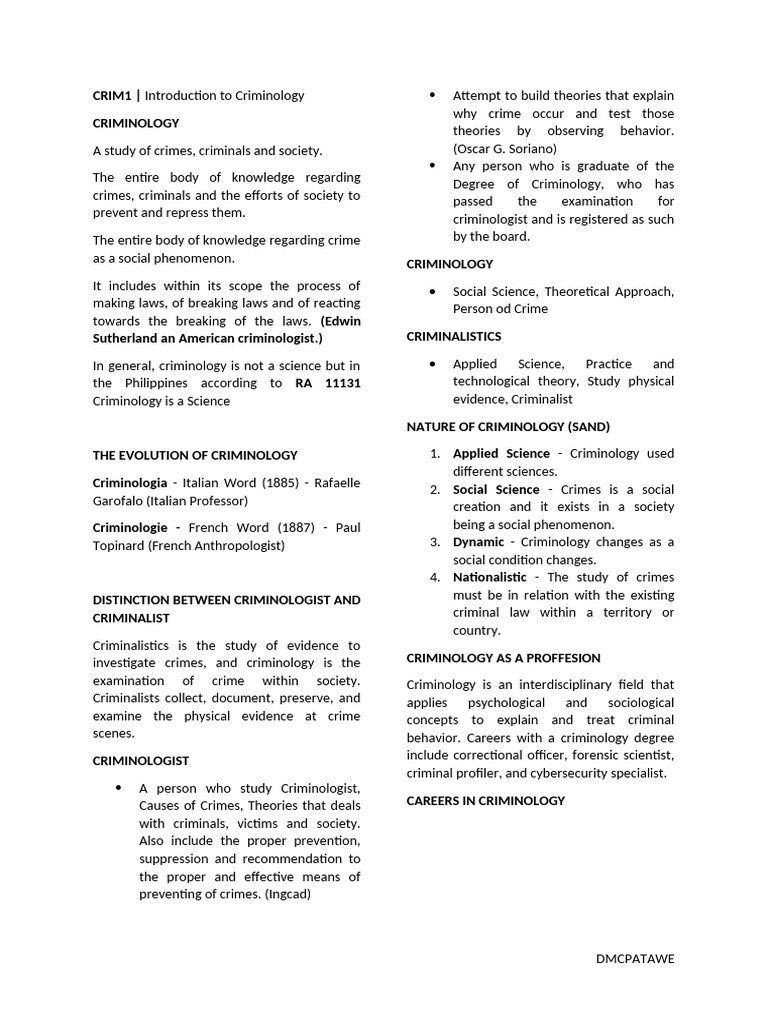 Crim1 Introduction To Criminology | PDF | Criminology | Crimes