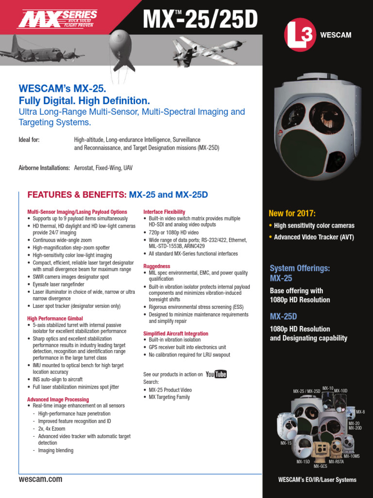 WESCAM MX-25 Multi-Sensor Systems | PDF | Laser | Electronics