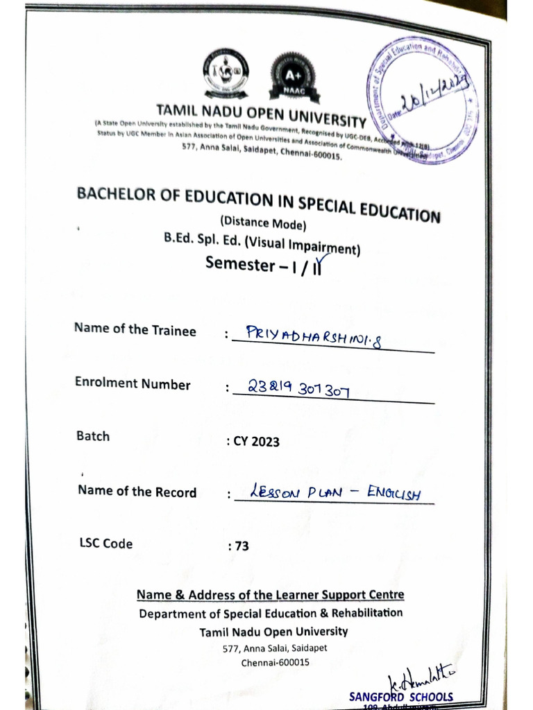 English Lesson Plan | PDF