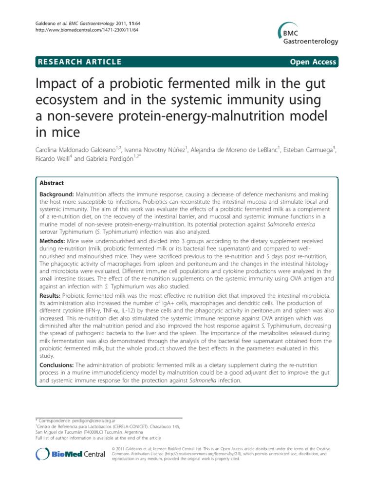 Probiotic Milk Enhances Immunity in Mice | PDF | Probiotic | Salmonella