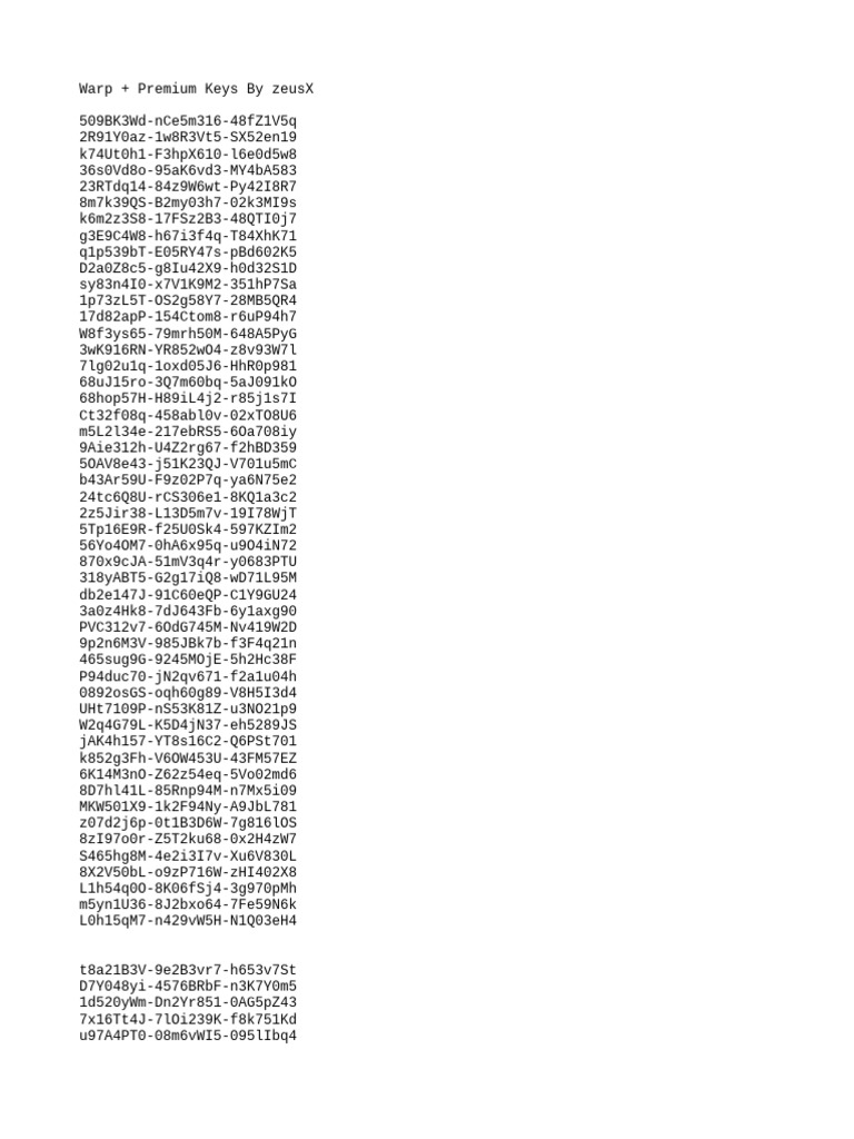 Warp + Premium Keys by ZeusX-1 | PDF