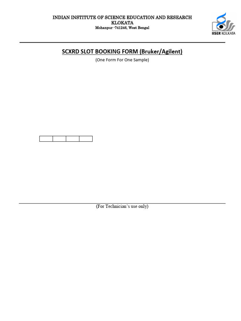 SCXRD Slot Booking Form Template | PDF