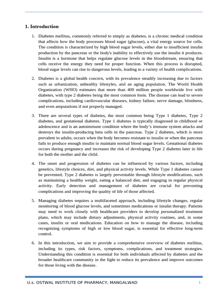 Overview of Diabetes Mellitus | PDF | Diabetes | Insulin Resistance