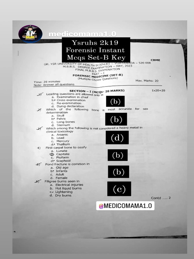 Ntruhs 2k19 Instant Forensic Mcqs With Key | PDF