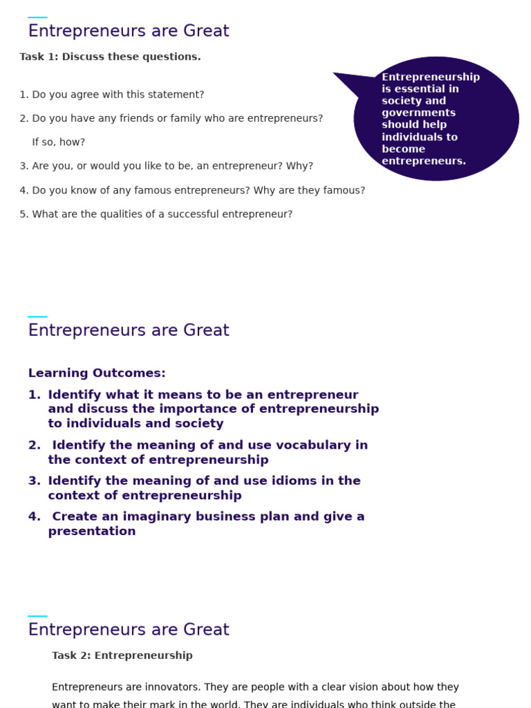 Entrepreneurs_are_Great_Presentation | PDF | Entrepreneurship | Business