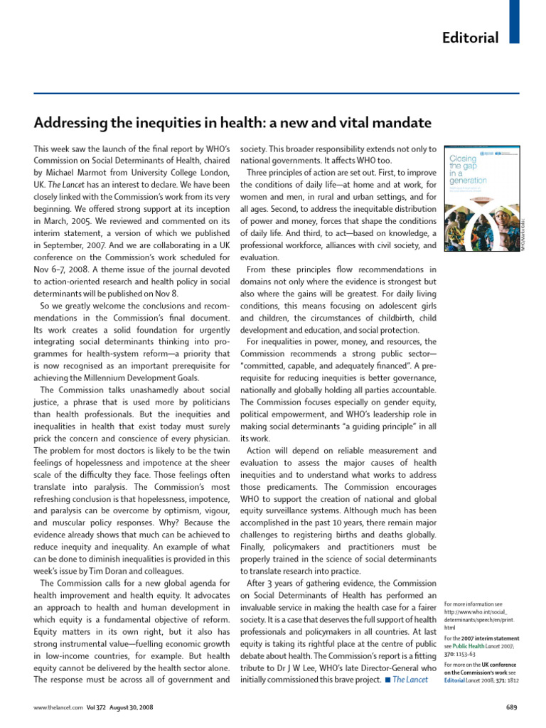 New Mandate for Health Equity | PDF | World Health Organization ...