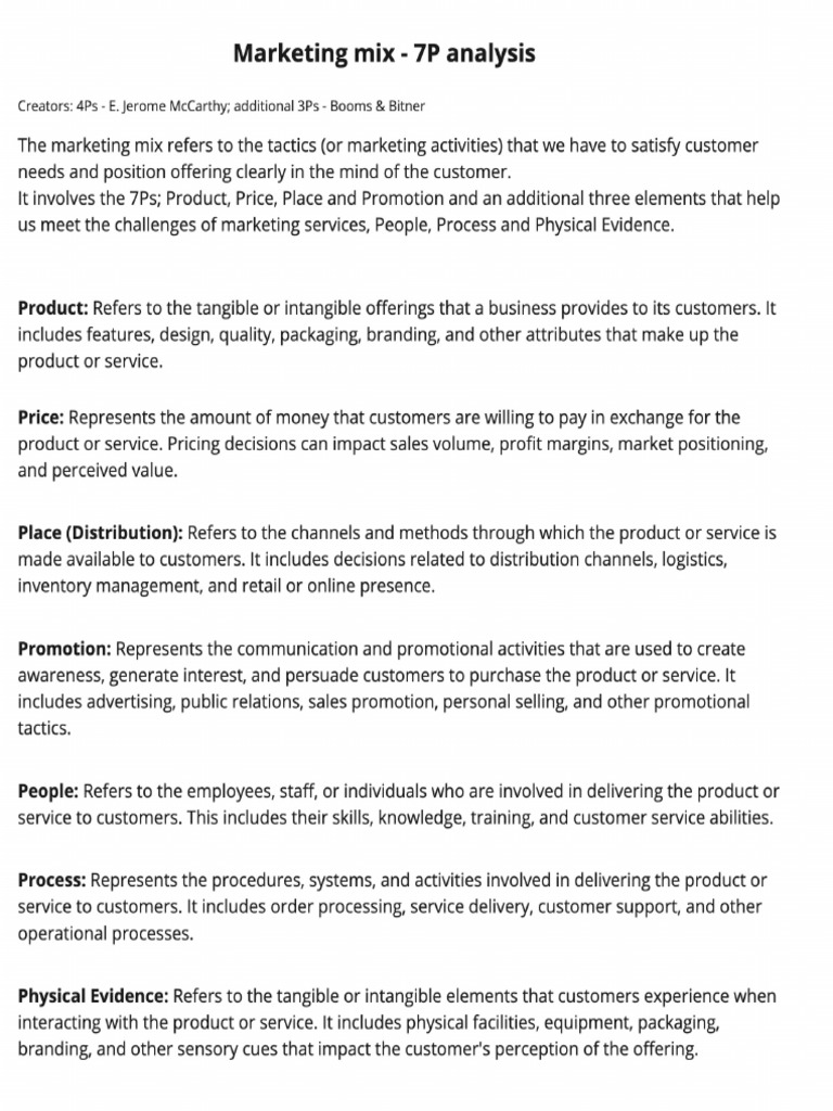 Market analysis - 7P analysis | PDF