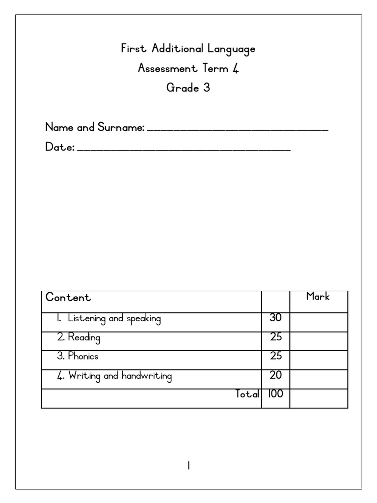 First Additional Language Gr.3 Term 4 | PDF