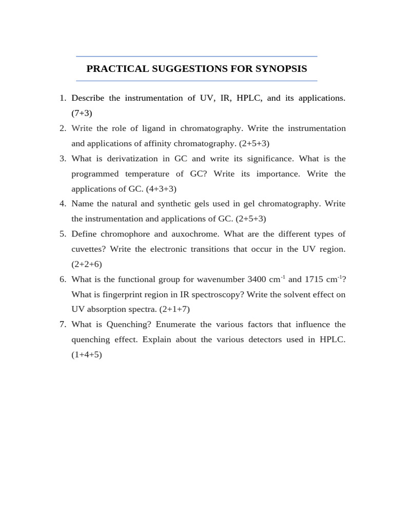 PRACTICAL SUGGESTIONS FOR SYNOPSIS 7th Sem | PDF