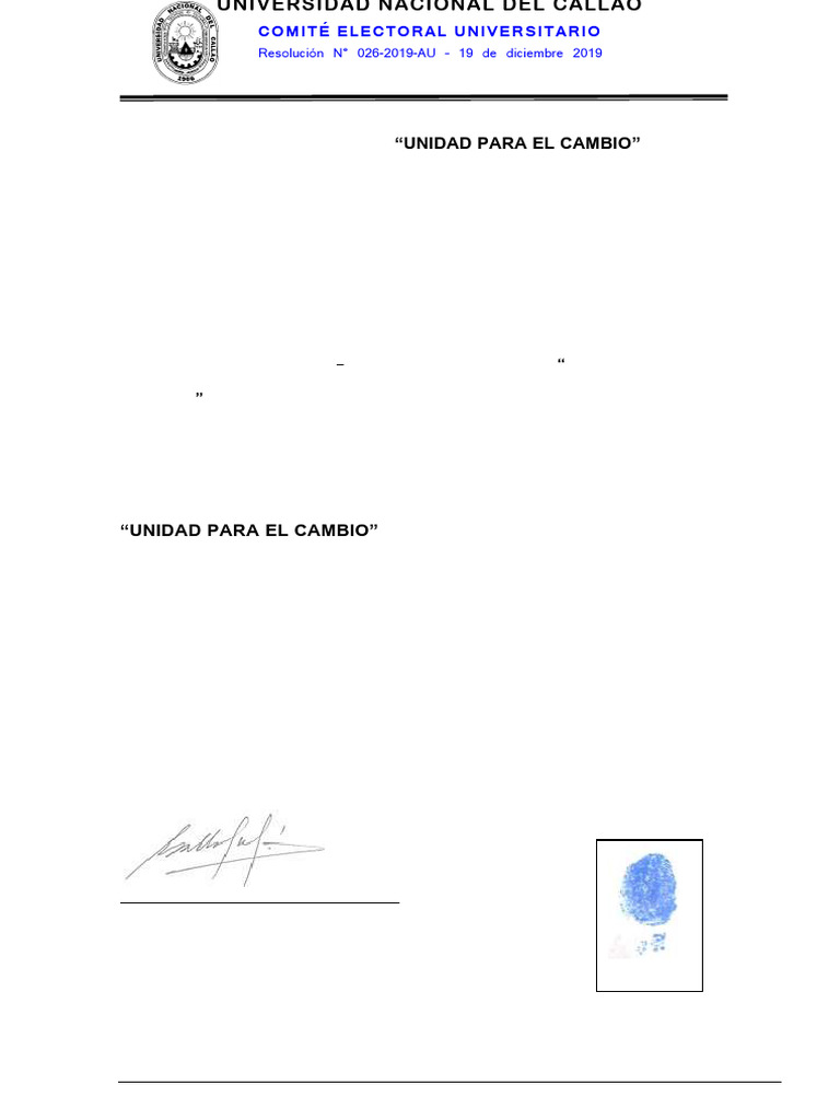 Candidatos a Rector y Vicerrectores- Lista Unidad Para El Cambio (1 ... Candidatos a Rector y Vicerrectores- Lista Unidad Para El Cambio (1 ...