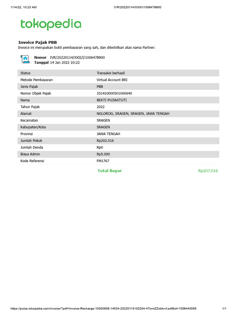 Bukti Stts 2022 Adit Sukowati Pratama Jaya | PDF