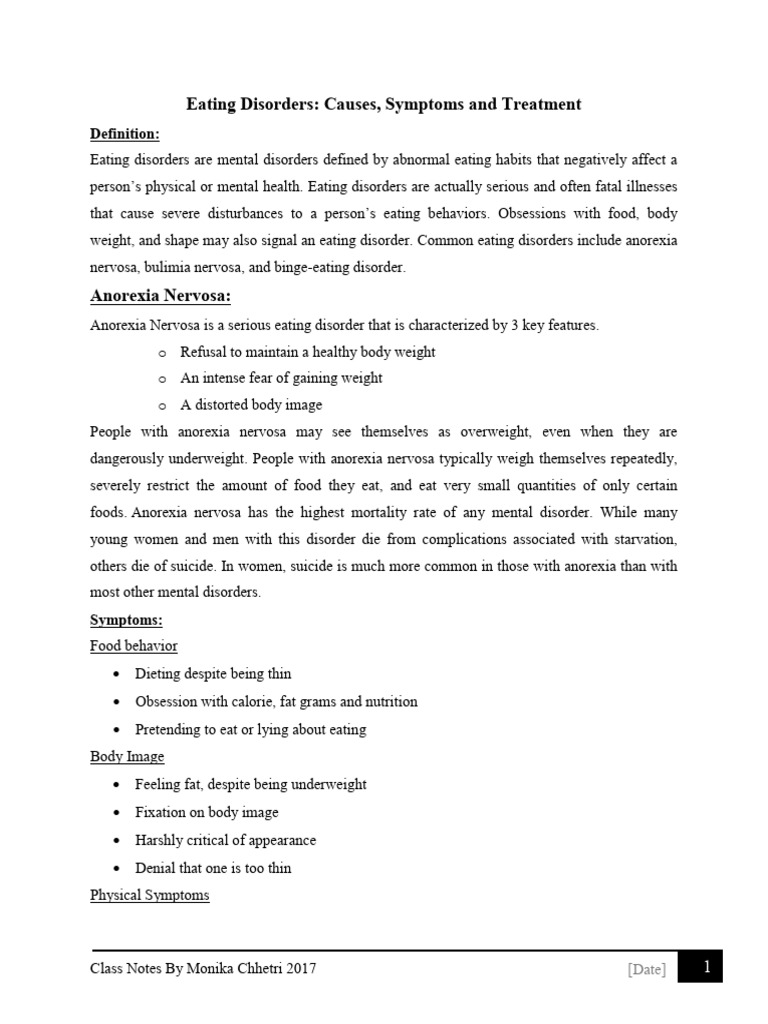UNIT VIII Eating Disorders | PDF | Bulimia Nervosa | Eating Disorder