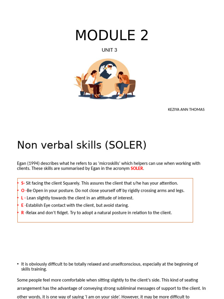 MODULE 2 Counserlling 'Keziya | PDF | Nonverbal Communication | Psychology